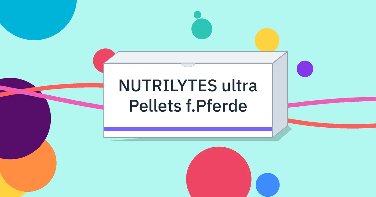 Symbolbild: Packung mit der Aufschrift NUTRILYTES ultra Pellets f.Pferde (PZN 18701772) – Verfügbarkeit und Bezug in Apotheken in Frankfurt am Main