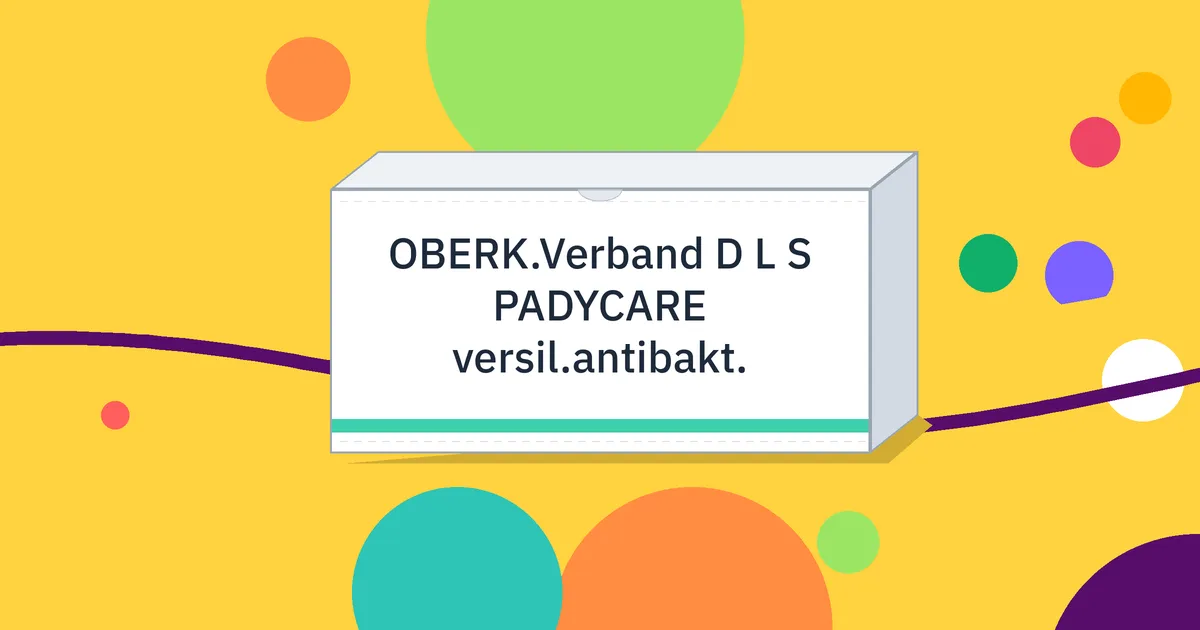 Symbolbild: Packung mit der Aufschrift OBERK.Verband D L S PADYCARE versil.antibakt. (PZN 10938902) – Verfügbarkeit und Bezug in Apotheken in Frankfurt am Main