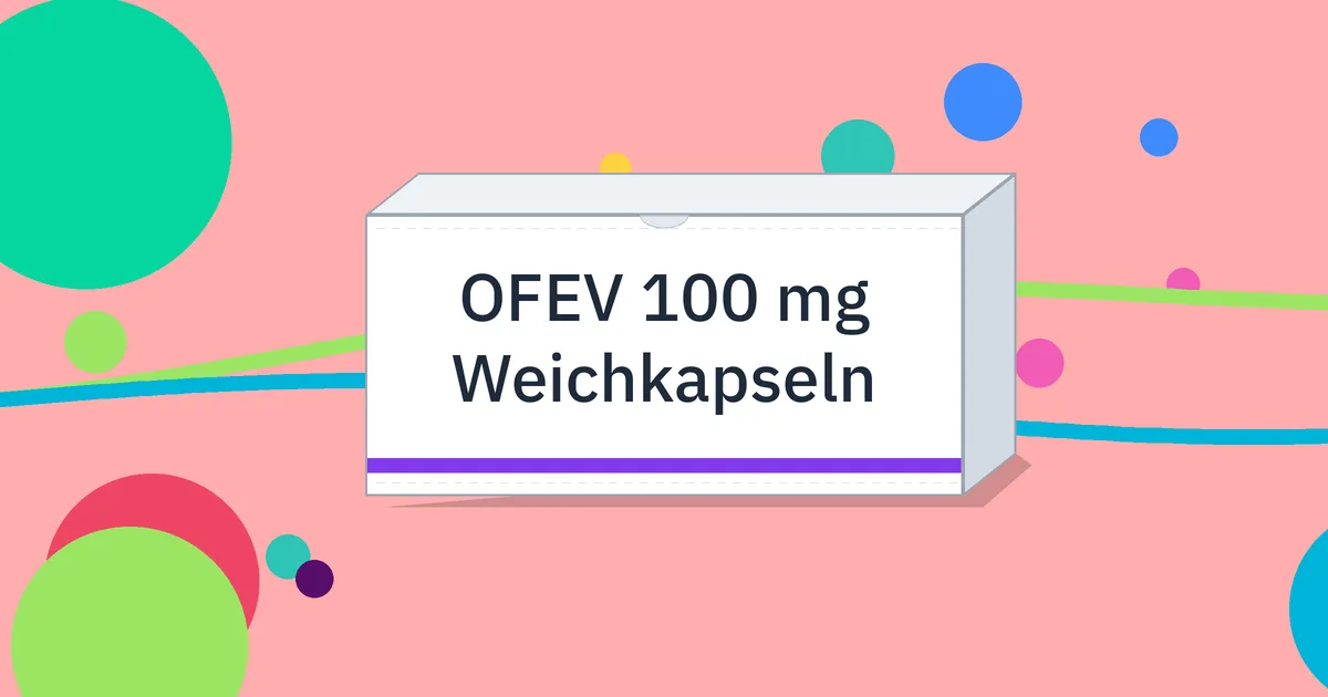 Symbolbild: Packung mit der Aufschrift OFEV 100 mg Weichkapseln (PZN 13347254) – Verfügbarkeit und Bezug in Apotheken in Frankfurt am Main