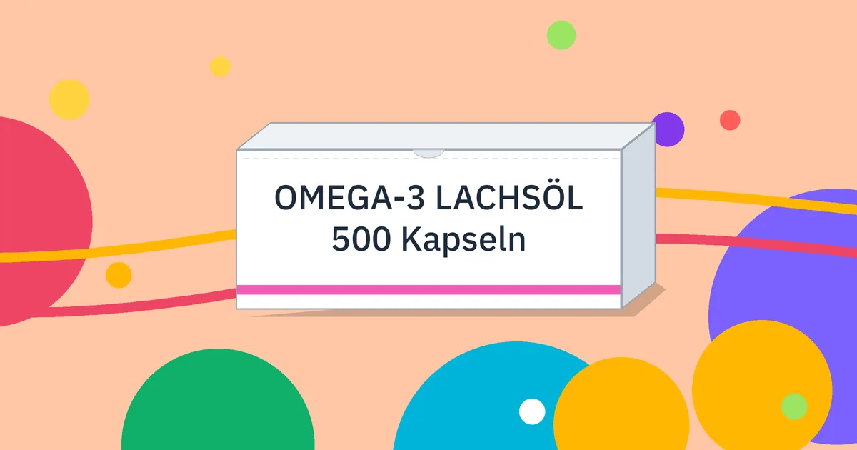 Symbolbild: Packung mit der Aufschrift OMEGA-3 LACHSÖL 500 Kapseln (PZN 13233639) – Verfügbarkeit und Bezug in Apotheken in Frankfurt am Main
