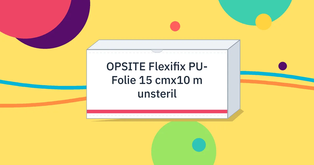 Symbolbild: Packung mit der Aufschrift OPSITE Flexifix PU-Folie 15 cmx10 m unsteril (PZN 08802443) – Verfügbarkeit und Bezug in Apotheken in Frankfurt am Main