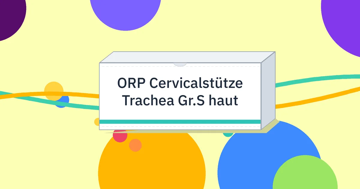 Symbolbild: Packung mit der Aufschrift ORP Cervicalstütze Trachea Gr.S haut (PZN 04900479) – Verfügbarkeit und Bezug in Apotheken in Frankfurt am Main
