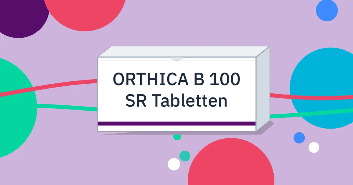 Symbolbild: Packung mit der Aufschrift ORTHICA B 100 SR Tabletten (PZN 19492891) – Verfügbarkeit und Bezug in Apotheken in Frankfurt am Main