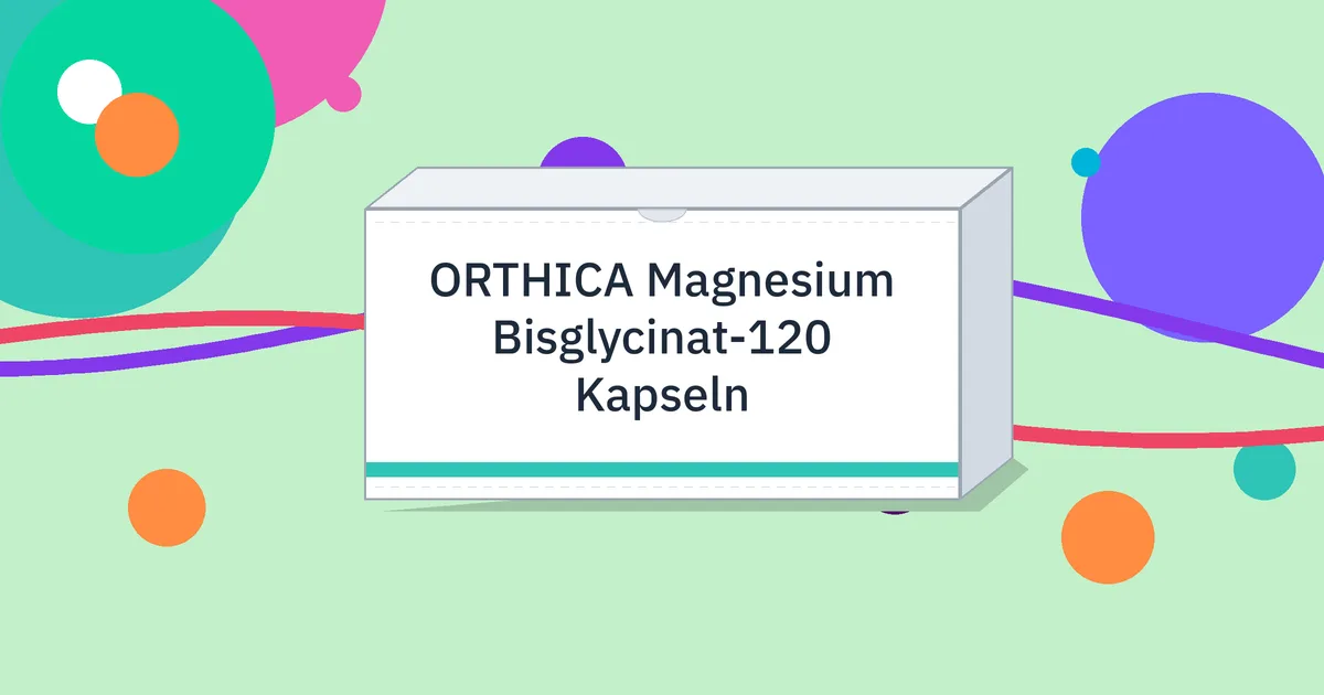 Symbolbild: Packung mit der Aufschrift ORTHICA Magnesium Bisglycinat-120 Kapseln (PZN 20415074) – Verfügbarkeit und Bezug in Apotheken in Frankfurt am Main