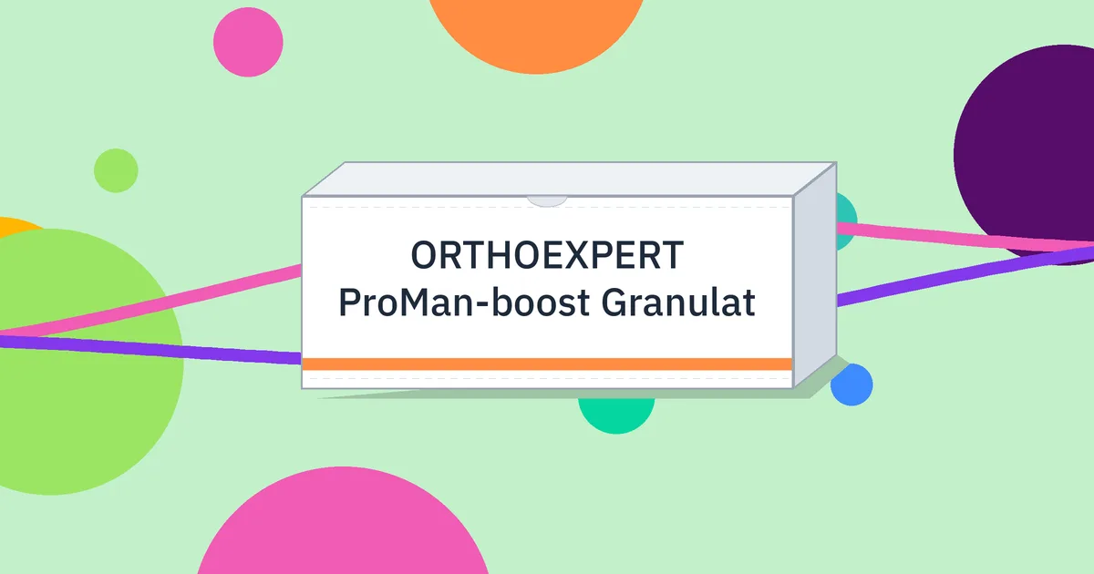 Symbolbild: Packung mit der Aufschrift ORTHOEXPERT ProMan-boost Granulat (PZN 10056898) – Verfügbarkeit und Bezug in Apotheken in Frankfurt am Main