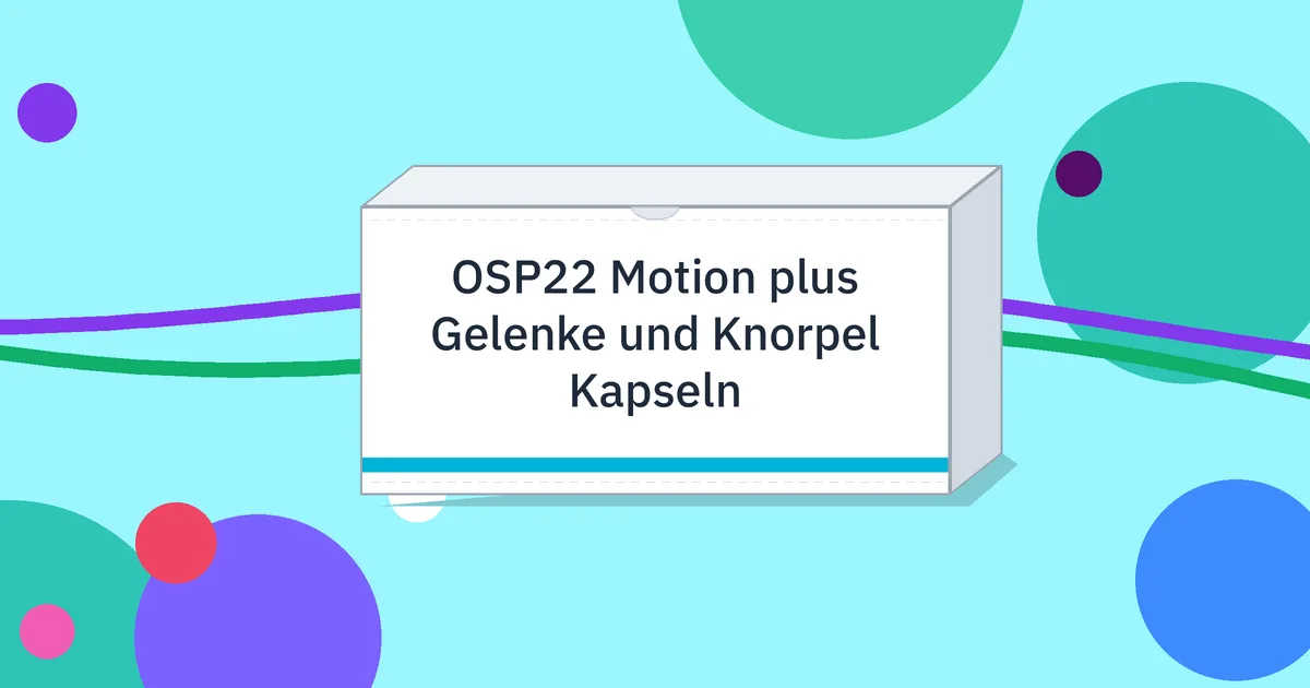 Symbolbild: Packung mit der Aufschrift OSP22 Motion plus Gelenke und Knorpel Kapseln (PZN 14028752) – Verfügbarkeit und Bezug in Apotheken in Frankfurt am Main