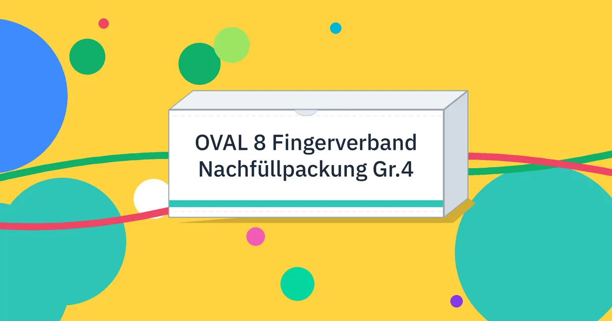 Symbolbild: Packung mit der Aufschrift OVAL 8 Fingerverband Nachfüllpackung Gr.4 (PZN 06711191) – Verfügbarkeit und Bezug in Apotheken in Frankfurt am Main