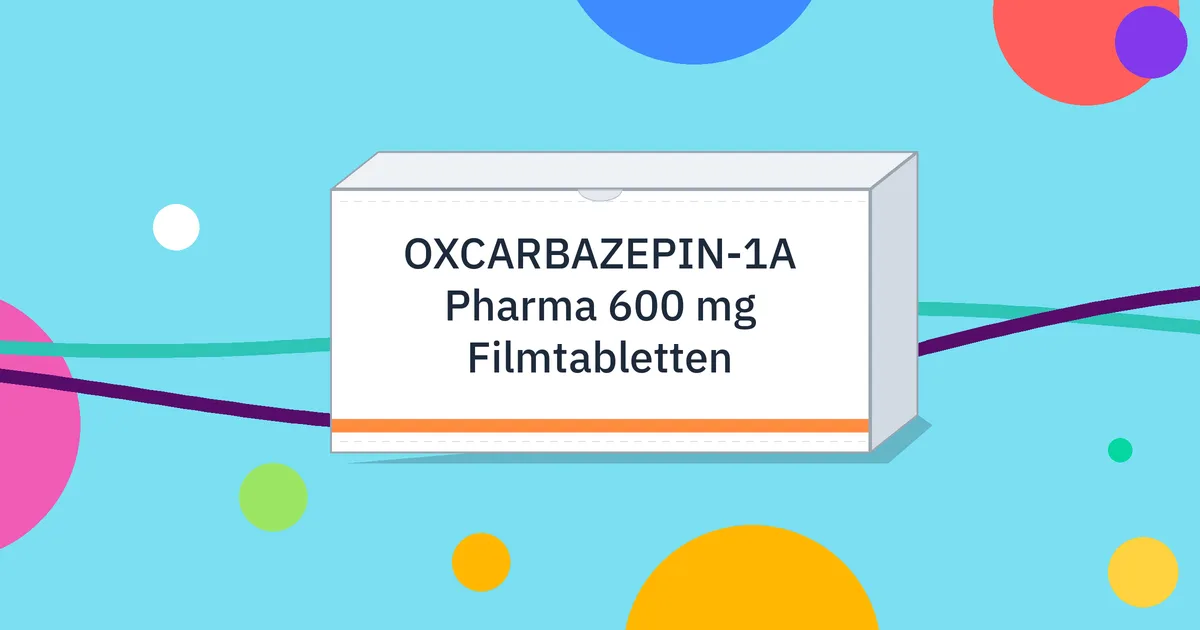 Symbolbild: Packung mit der Aufschrift OXCARBAZEPIN-1A Pharma 600 mg Filmtabletten (PZN 09318494) – Verfügbarkeit und Bezug in Apotheken in Frankfurt am Main