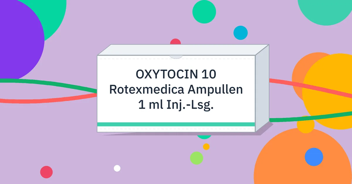 Symbolbild: Packung mit der Aufschrift OXYTOCIN 10 Rotexmedica Ampullen 1 ml Inj.-Lsg. (PZN 03862469) – Verfügbarkeit und Bezug in Apotheken in Frankfurt am Main