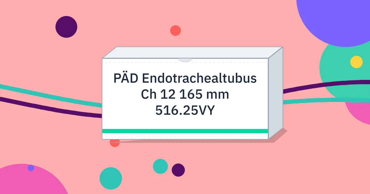 Symbolbild: Packung mit der Aufschrift PÄD Endotrachealtubus Ch 12 165 mm 516.25VY (PZN 20921050) – Verfügbarkeit und Bezug in Apotheken in Frankfurt am Main