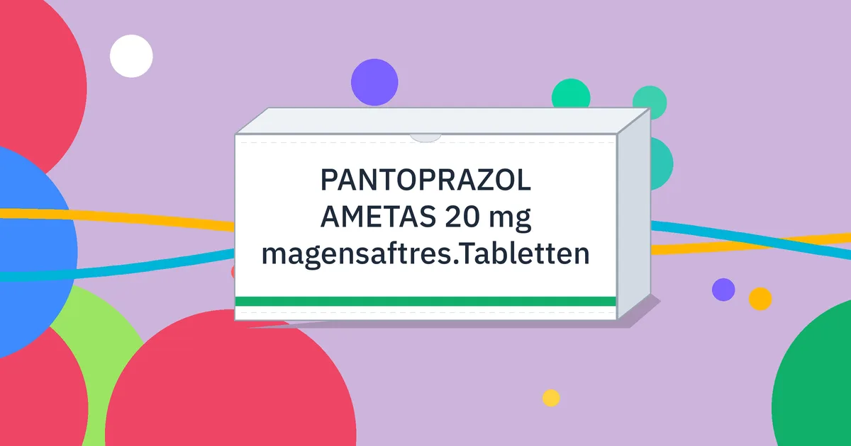 Symbolbild: Packung mit der Aufschrift PANTOPRAZOL AMETAS 20 mg magensaftres.Tabletten (PZN 18603041) – Verfügbarkeit und Bezug in Apotheken in Frankfurt am Main