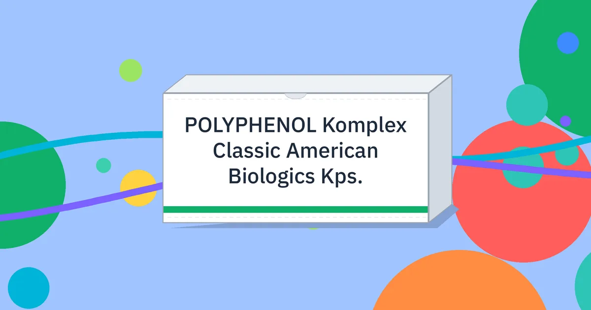 Symbolbild: Packung mit der Aufschrift POLYPHENOL Komplex Classic American Biologics Kps. (PZN 20032255) – Verfügbarkeit und Bezug in Apotheken in Frankfurt am Main
