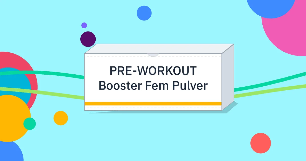 Symbolbild: Packung mit der Aufschrift PRE-WORKOUT Booster Fem Pulver (PZN 13059710) – Verfügbarkeit und Bezug in Apotheken in Frankfurt am Main