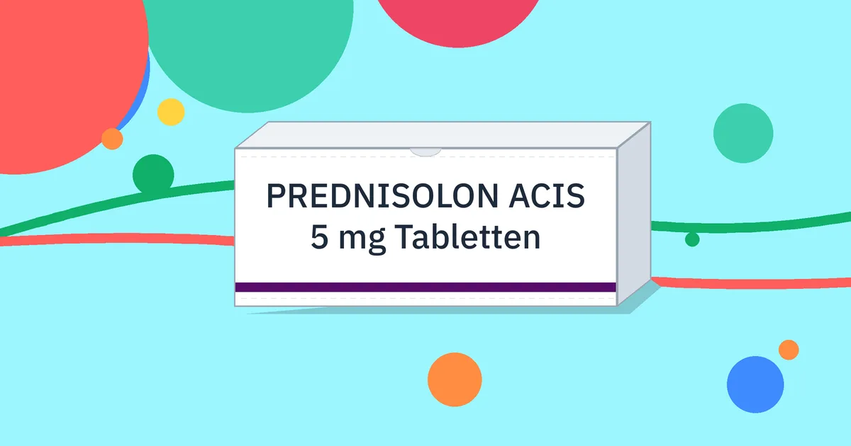 Symbolbild: Packung mit der Aufschrift PREDNISOLON ACIS 5 mg Tabletten (PZN 01300425) – Verfügbarkeit und Bezug in Apotheken in Frankfurt am Main