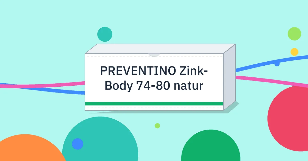 Symbolbild: Packung mit der Aufschrift PREVENTINO Zink-Body 74-80 natur (PZN 12447516) – Verfügbarkeit und Bezug in Apotheken in Frankfurt am Main