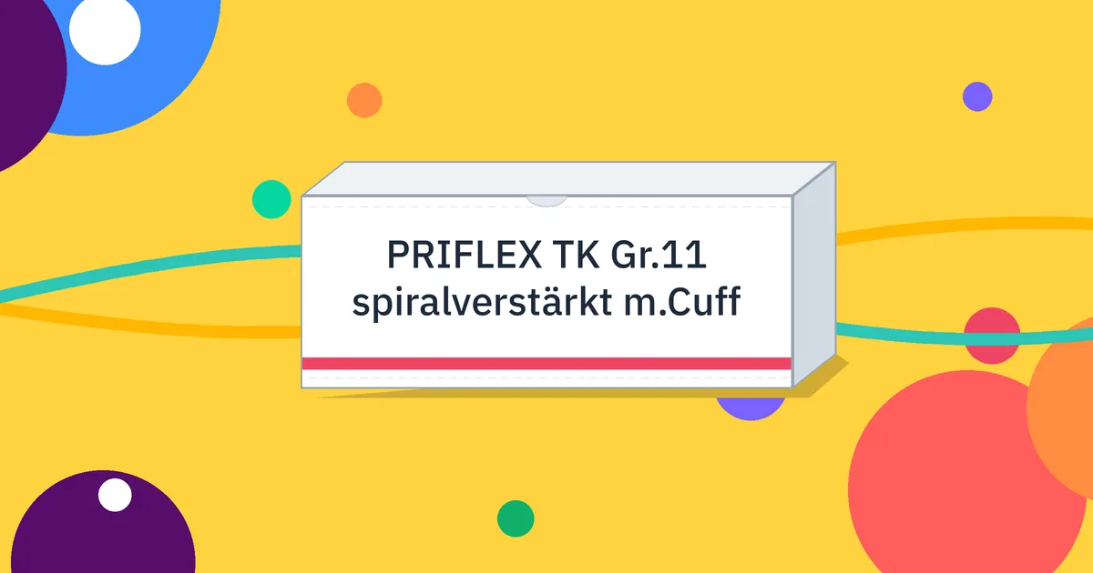 Symbolbild: Packung mit der Aufschrift PRIFLEX TK Gr.11 spiralverstärkt m.Cuff (PZN 10287592) – Verfügbarkeit und Bezug in Apotheken in Frankfurt am Main