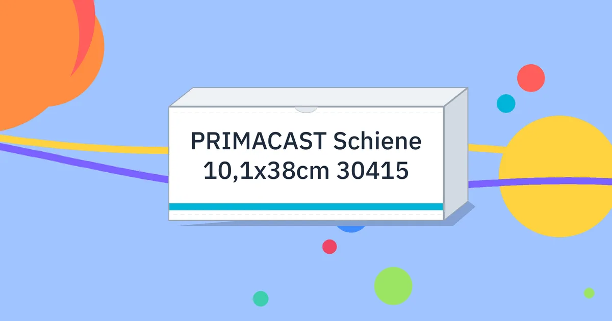 Symbolbild: Packung mit der Aufschrift PRIMACAST Schiene 10,1x38cm 30415 (PZN 00666213) – Verfügbarkeit und Bezug in Apotheken in Frankfurt am Main