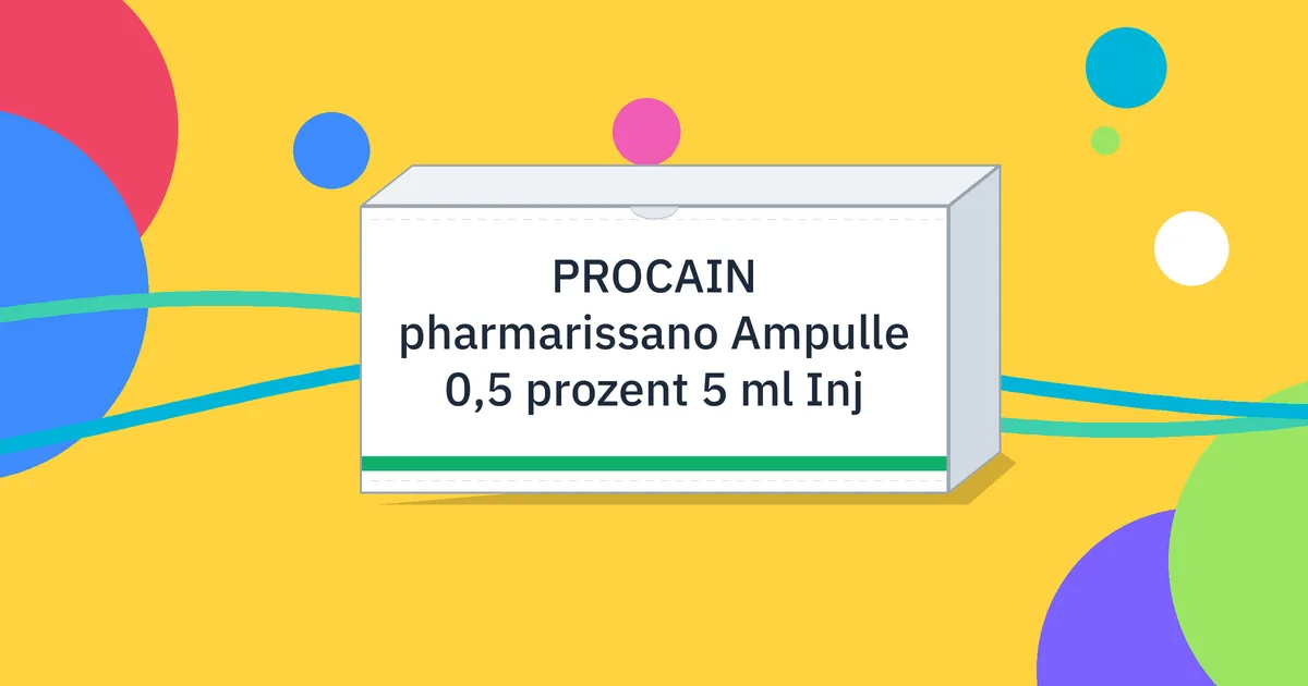 Symbolbild: Packung mit der Aufschrift PROCAIN pharmarissano Ampulle 0,5 prozent 5 ml Inj (PZN 16816100) – Verfügbarkeit und Bezug in Apotheken in Frankfurt am Main