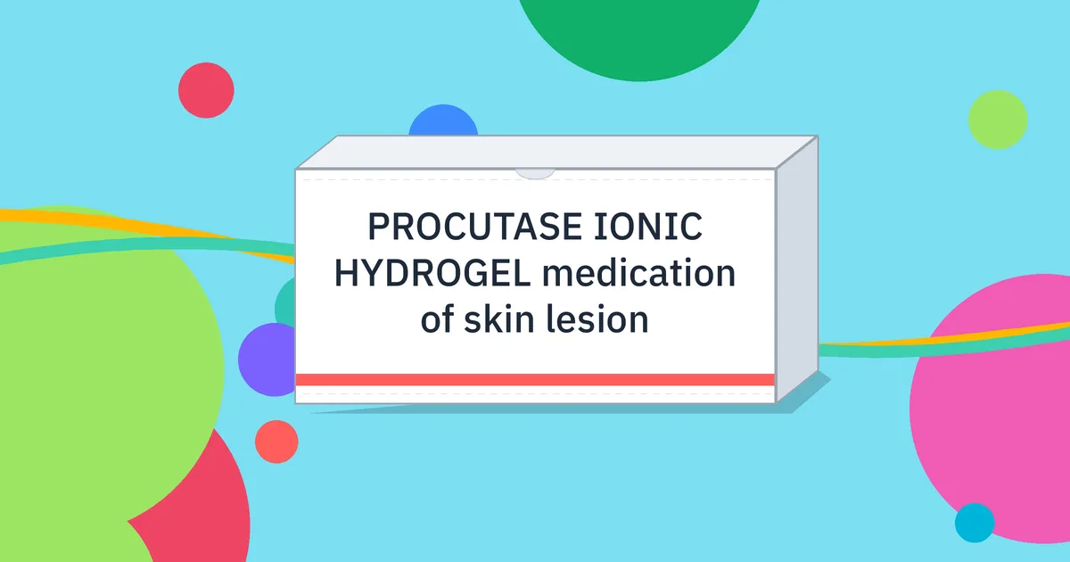 Symbolbild: Packung mit der Aufschrift PROCUTASE IONIC HYDROGEL medication of skin lesion (PZN 12478959) – Verfügbarkeit und Bezug in Apotheken in Frankfurt am Main
