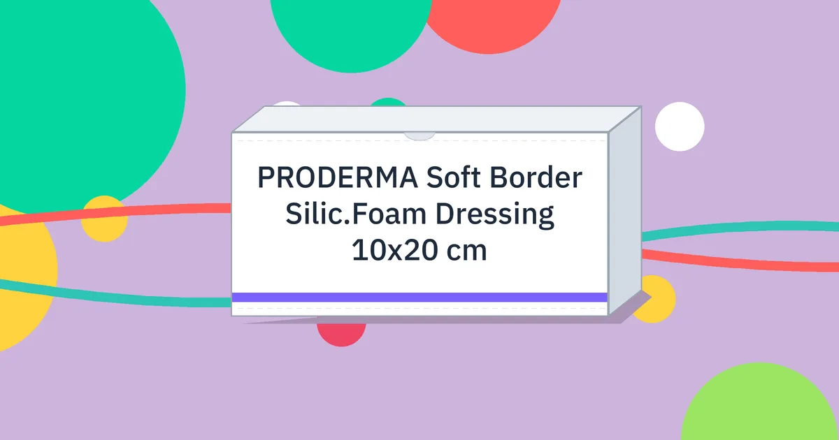 Symbolbild: Packung mit der Aufschrift PRODERMA Soft Border Silic.Foam Dressing 10x20 cm (PZN 20313853) – Verfügbarkeit und Bezug in Apotheken in Frankfurt am Main