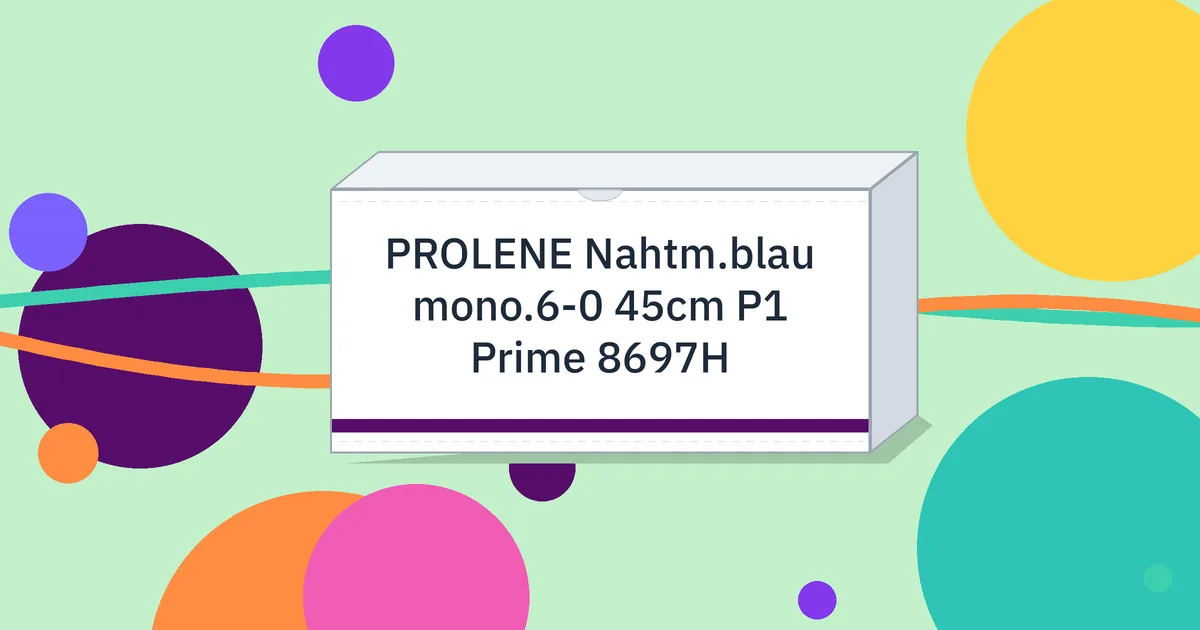 Symbolbild: Packung mit der Aufschrift PROLENE Nahtm.blau mono.6-0 45cm P1 Prime 8697H (PZN 16147403) – Verfügbarkeit und Bezug in Apotheken in Frankfurt am Main
