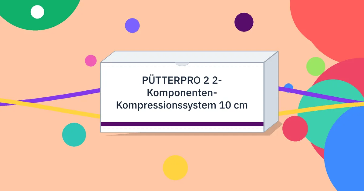 Symbolbild: Packung mit der Aufschrift PÜTTERPRO 2 2-Komponenten-Kompressionssystem 10 cm (PZN 18411264) – Verfügbarkeit und Bezug in Apotheken in Frankfurt am Main