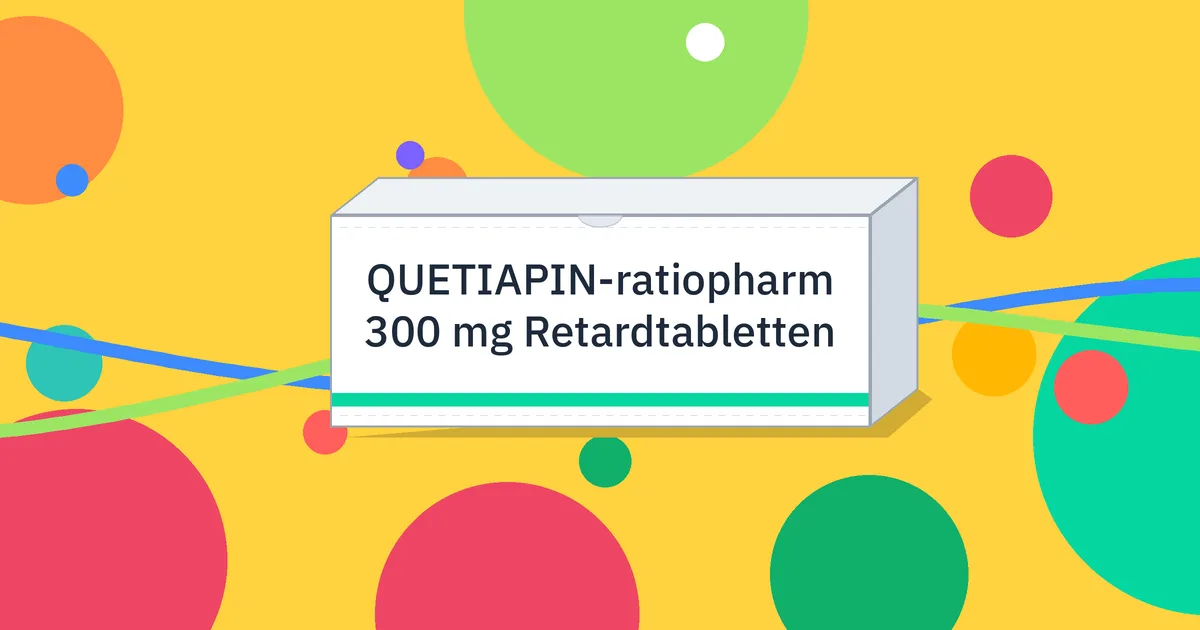 Symbolbild: Packung mit der Aufschrift QUETIAPIN-ratiopharm 300 mg Retardtabletten (PZN 09267041) – Verfügbarkeit und Bezug in Apotheken in Frankfurt am Main