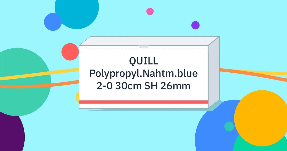 Symbolbild: Packung mit der Aufschrift QUILL Polypropyl.Nahtm.blue 2-0 30cm SH 26mm (PZN 17991035) – Verfügbarkeit und Bezug in Apotheken in Frankfurt am Main