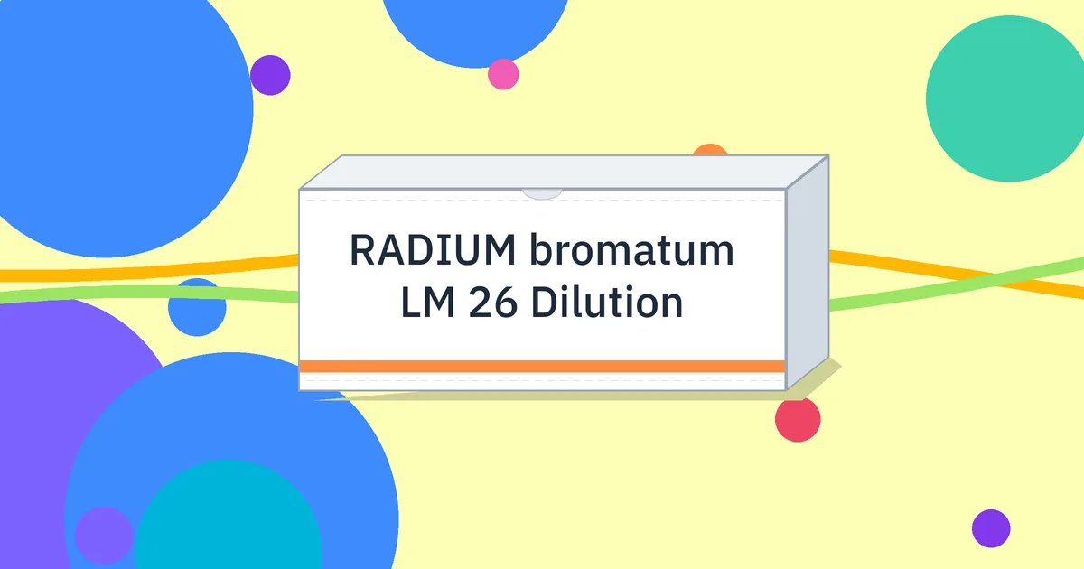Symbolbild: Packung mit der Aufschrift RADIUM bromatum LM 26 Dilution (PZN 13046021) – Verfügbarkeit und Bezug in Apotheken in Frankfurt am Main