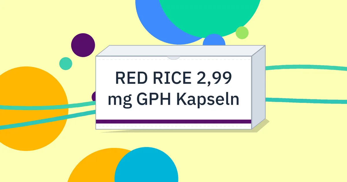 Symbolbild: Packung mit der Aufschrift RED RICE 2,99 mg GPH Kapseln (PZN 18206334) – Verfügbarkeit und Bezug in Apotheken in Frankfurt am Main