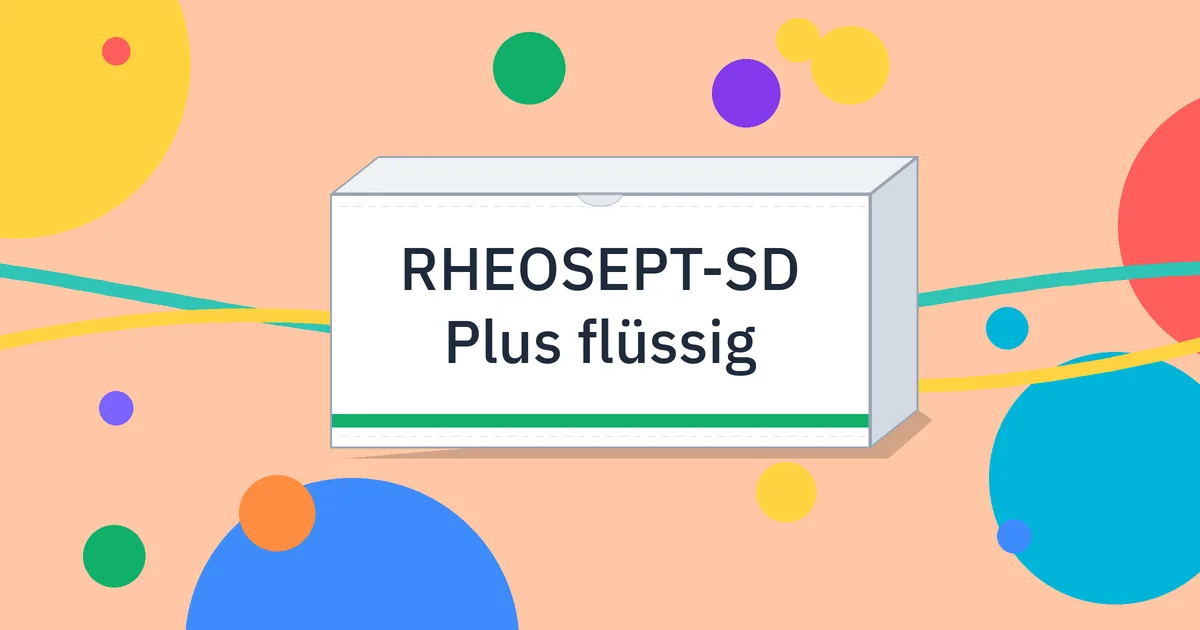 Symbolbild: Packung mit der Aufschrift RHEOSEPT-SD Plus flüssig (PZN 09903100) – Verfügbarkeit und Bezug in Apotheken in Frankfurt am Main