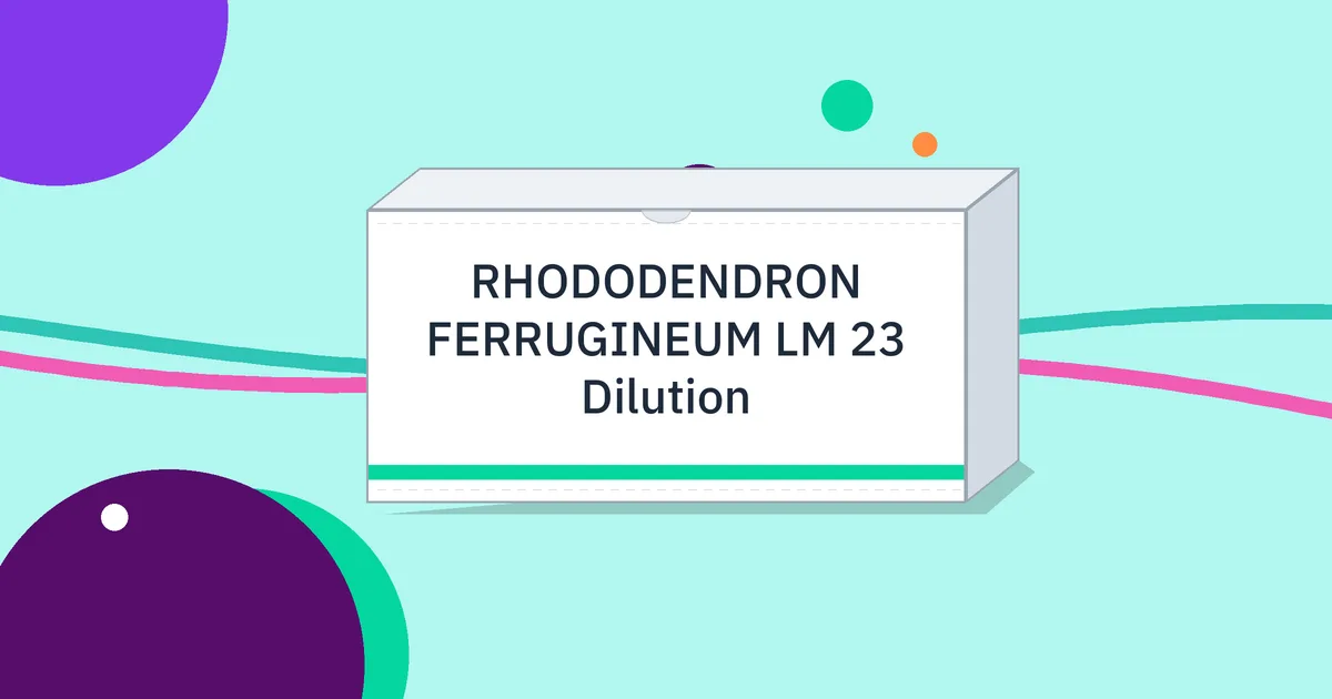 Symbolbild: Packung mit der Aufschrift RHODODENDRON FERRUGINEUM LM 23 Dilution (PZN 13051447) – Verfügbarkeit und Bezug in Apotheken in Frankfurt am Main