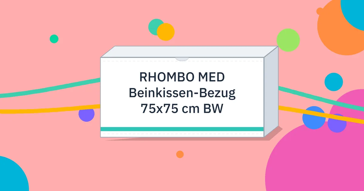 Symbolbild: Packung mit der Aufschrift RHOMBO MED Beinkissen-Bezug 75x75 cm BW (PZN 07447106) – Verfügbarkeit und Bezug in Apotheken in Frankfurt am Main