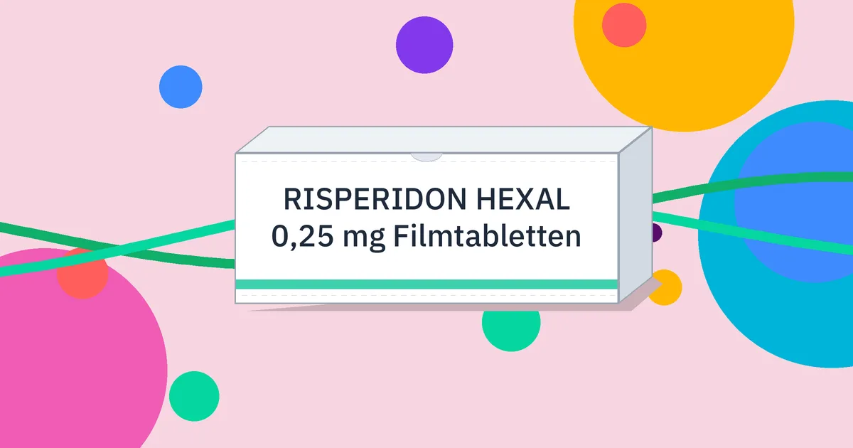 Symbolbild: Packung mit der Aufschrift RISPERIDON HEXAL 0,25 mg Filmtabletten (PZN 04226853) – Verfügbarkeit und Bezug in Apotheken in Frankfurt am Main