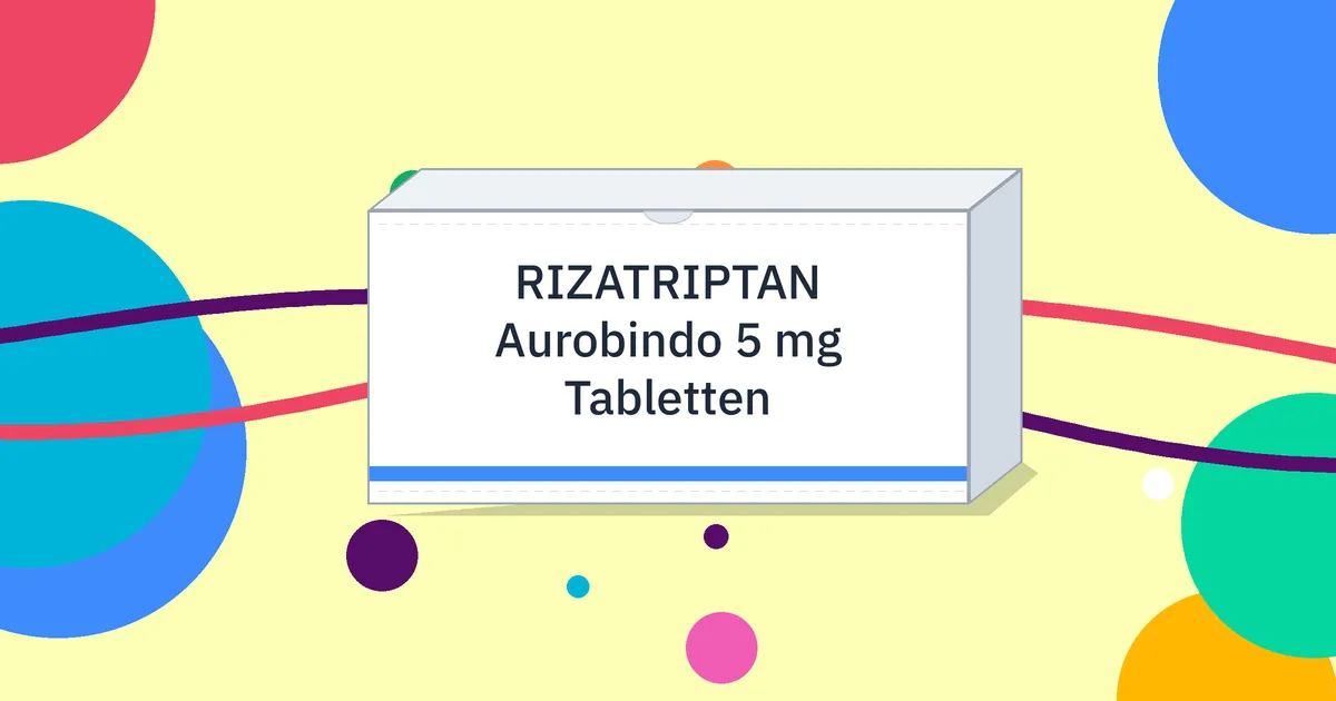 Symbolbild: Packung mit der Aufschrift RIZATRIPTAN Aurobindo 5 mg Tabletten (PZN 02157674) – Verfügbarkeit und Bezug in Apotheken in Frankfurt am Main