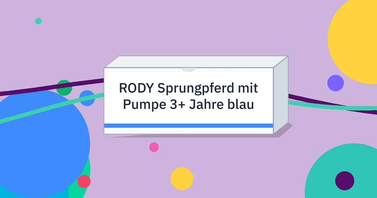 Symbolbild: Packung mit der Aufschrift RODY Sprungpferd mit Pumpe 3+ Jahre blau (PZN 15410442) – Verfügbarkeit und Bezug in Apotheken in Frankfurt am Main
