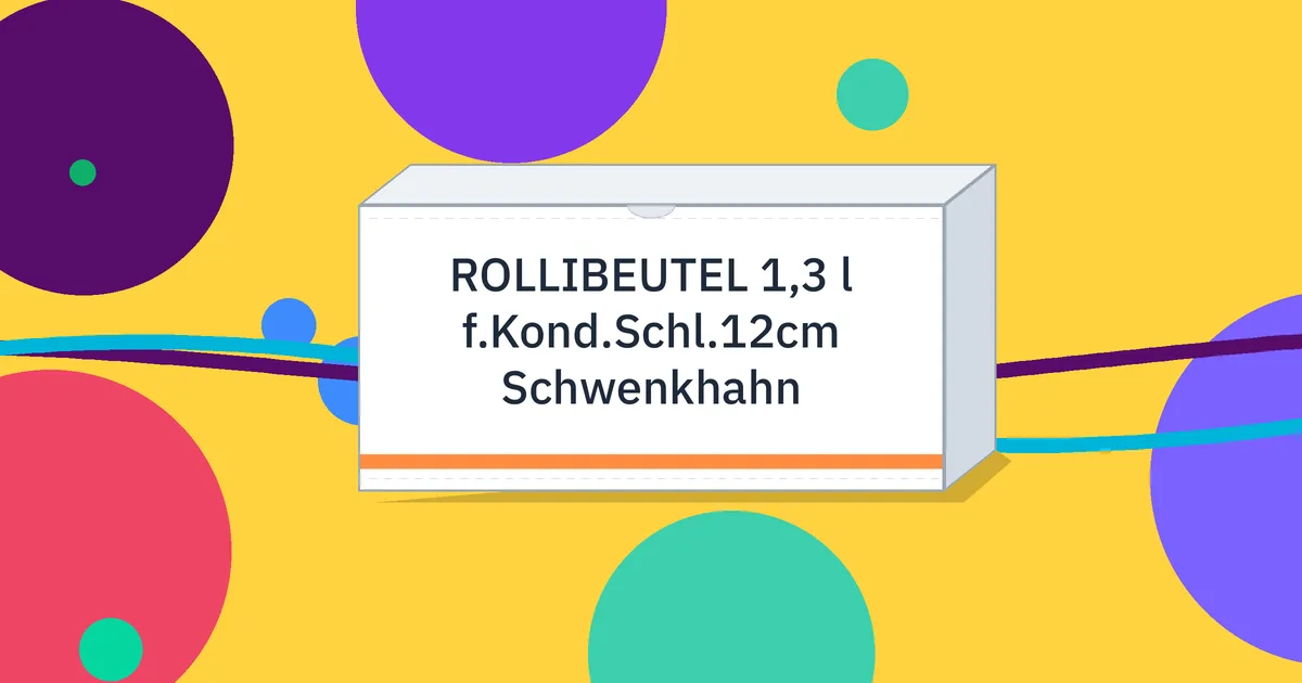 Symbolbild: Packung mit der Aufschrift ROLLIBEUTEL 1,3 l f.Kond.Schl.12cm Schwenkhahn (PZN 00650991) – Verfügbarkeit und Bezug in Apotheken in Frankfurt am Main