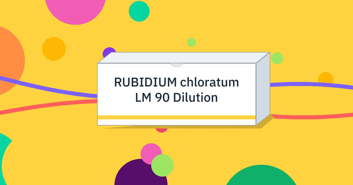 Symbolbild: Packung mit der Aufschrift RUBIDIUM chloratum LM 90 Dilution (PZN 13172122) – Verfügbarkeit und Bezug in Apotheken in Frankfurt am Main
