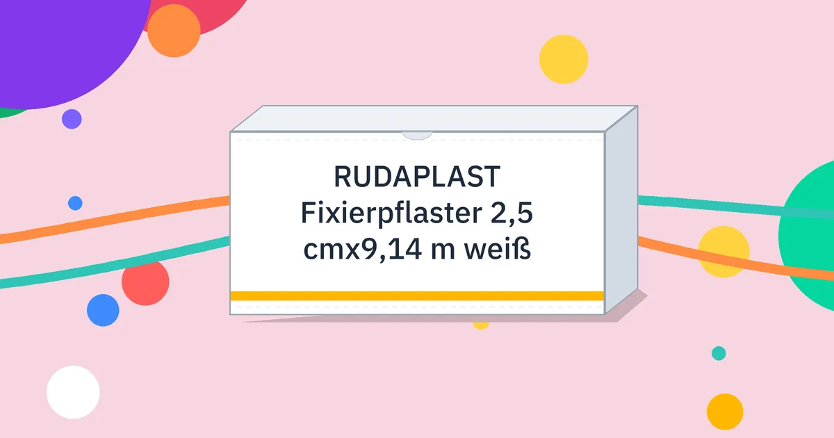 Symbolbild: Packung mit der Aufschrift RUDAPLAST Fixierpflaster 2,5 cmx9,14 m weiß (PZN 09333223) – Verfügbarkeit und Bezug in Apotheken in Frankfurt am Main