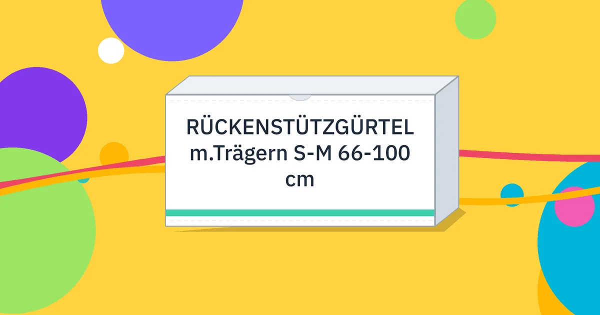 Symbolbild: Packung mit der Aufschrift RÜCKENSTÜTZGÜRTEL m.Trägern S-M 66-100 cm (PZN 09063410) – Verfügbarkeit und Bezug in Apotheken in Frankfurt am Main