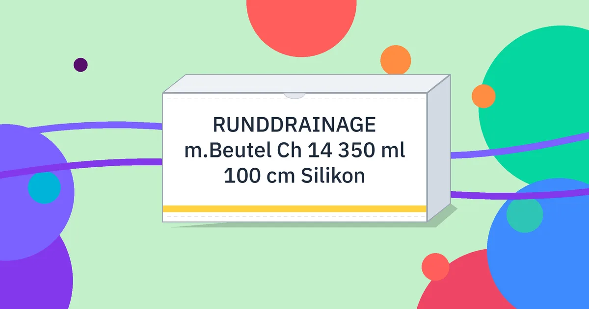 Symbolbild: Packung mit der Aufschrift RUNDDRAINAGE m.Beutel Ch 14 350 ml 100 cm Silikon (PZN 05870007) – Verfügbarkeit und Bezug in Apotheken in Frankfurt am Main