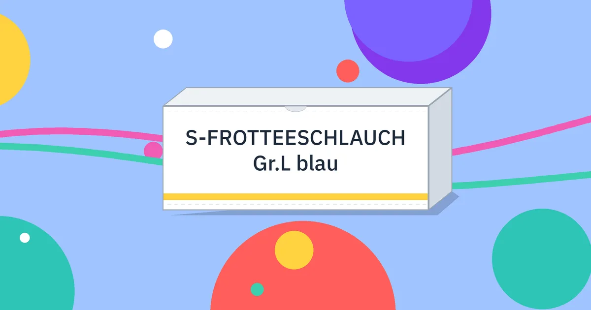 Symbolbild: Packung mit der Aufschrift S-FROTTEESCHLAUCH Gr.L blau (PZN 18172434) – Verfügbarkeit und Bezug in Apotheken in Frankfurt am Main