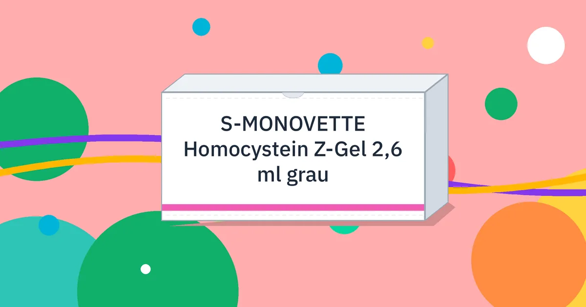 Symbolbild: Packung mit der Aufschrift S-MONOVETTE Homocystein Z-Gel 2,6 ml grau (PZN 10259963) – Verfügbarkeit und Bezug in Apotheken in Frankfurt am Main