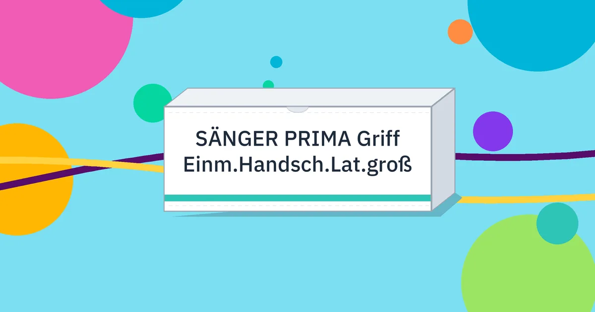 Symbolbild: Packung mit der Aufschrift SÄNGER PRIMA Griff Einm.Handsch.Lat.groß (PZN 00289503) – Verfügbarkeit und Bezug in Apotheken in Frankfurt am Main