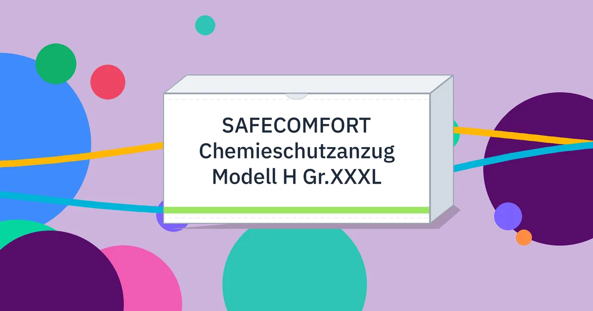 Symbolbild: Packung mit der Aufschrift SAFECOMFORT Chemieschutzanzug Modell H Gr.XXXL (PZN 15305389) – Verfügbarkeit und Bezug in Apotheken in Frankfurt am Main