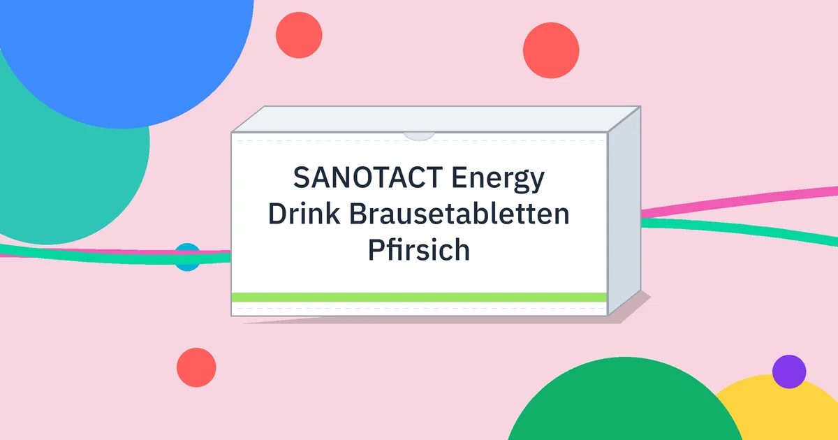 Symbolbild: Packung mit der Aufschrift SANOTACT Energy Drink Brausetabletten Pfirsich (PZN 19593221) – Verfügbarkeit und Bezug in Apotheken in Frankfurt am Main