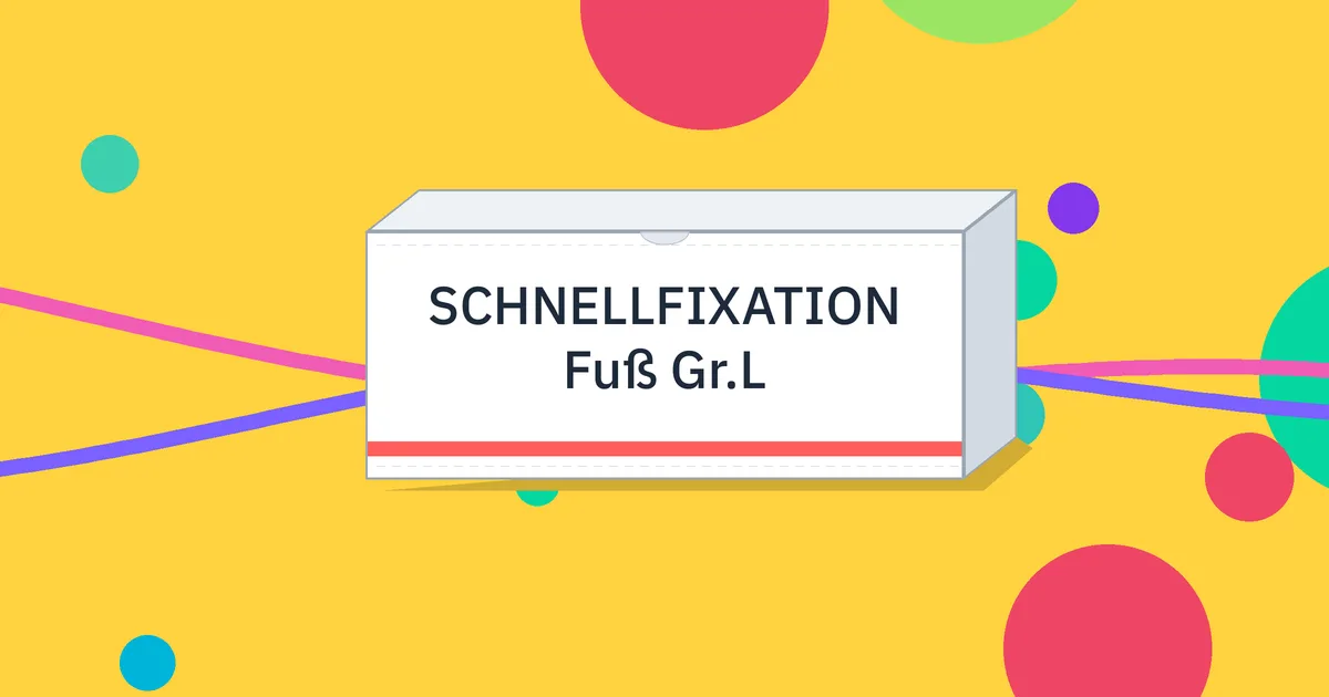 Symbolbild: Packung mit der Aufschrift SCHNELLFIXATION Fuß Gr.L (PZN 10947427) – Verfügbarkeit und Bezug in Apotheken in Frankfurt am Main