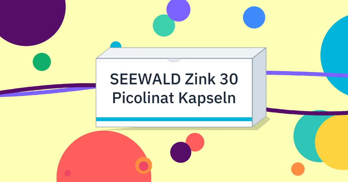 Symbolbild: Packung mit der Aufschrift SEEWALD Zink 30 Picolinat Kapseln (PZN 19546569) – Verfügbarkeit und Bezug in Apotheken in Frankfurt am Main