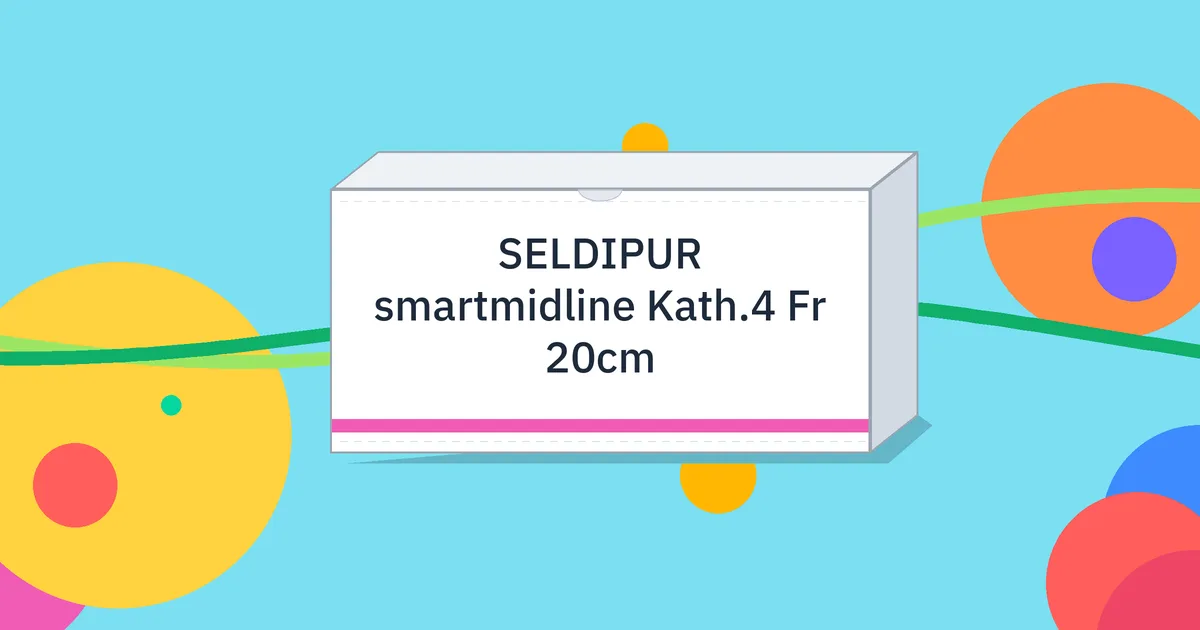 Symbolbild: Packung mit der Aufschrift SELDIPUR smartmidline Kath.4 Fr 20cm (PZN 15263165) – Verfügbarkeit und Bezug in Apotheken in Frankfurt am Main
