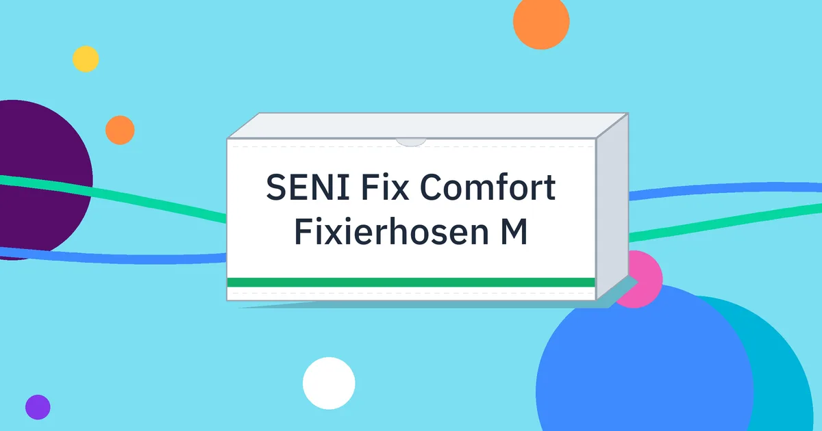 Symbolbild: Packung mit der Aufschrift SENI Fix Comfort Fixierhosen M (PZN 10791037) – Verfügbarkeit und Bezug in Apotheken in Frankfurt am Main